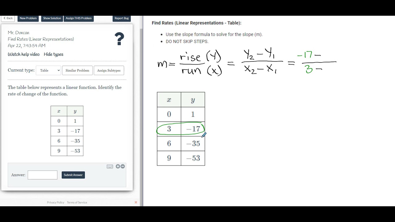 Find Rates Linear Representations Table YouTube find-rates-linear-representations-table-youtube