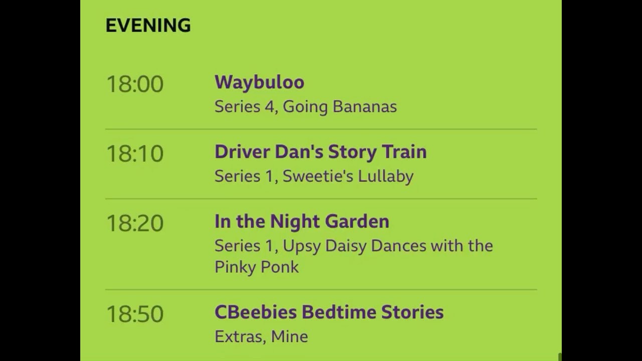 The Cbeebies Bedtime Hour Schedule From 9th January 2012 - YouTube