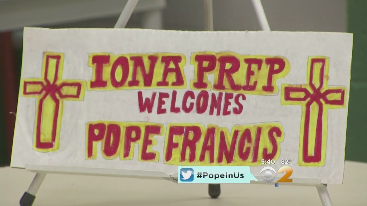Iona Prep Students Welcome The Pope - YouTube