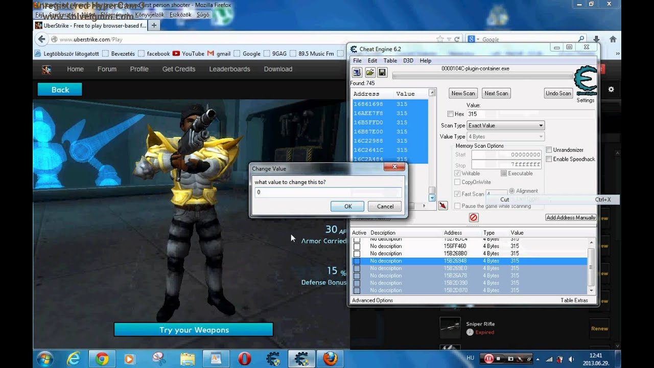 Uberstrike hack SPAS-12 Classic with cheat engine 6.2 - YouTube