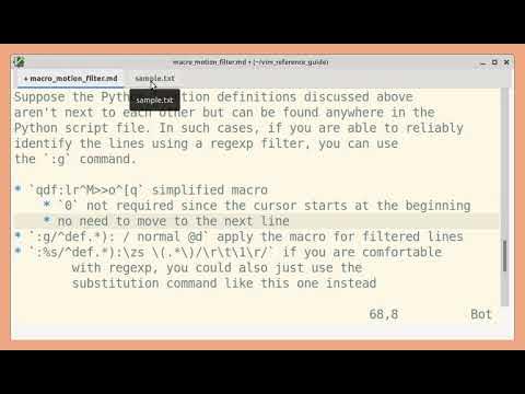 Vim Macro: motion and filter - YouTube