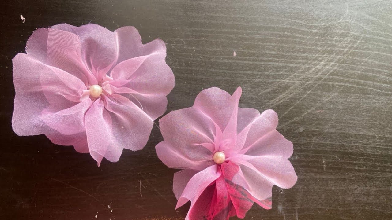 simple and easy diy organza flower ! make flower from old fabric ...