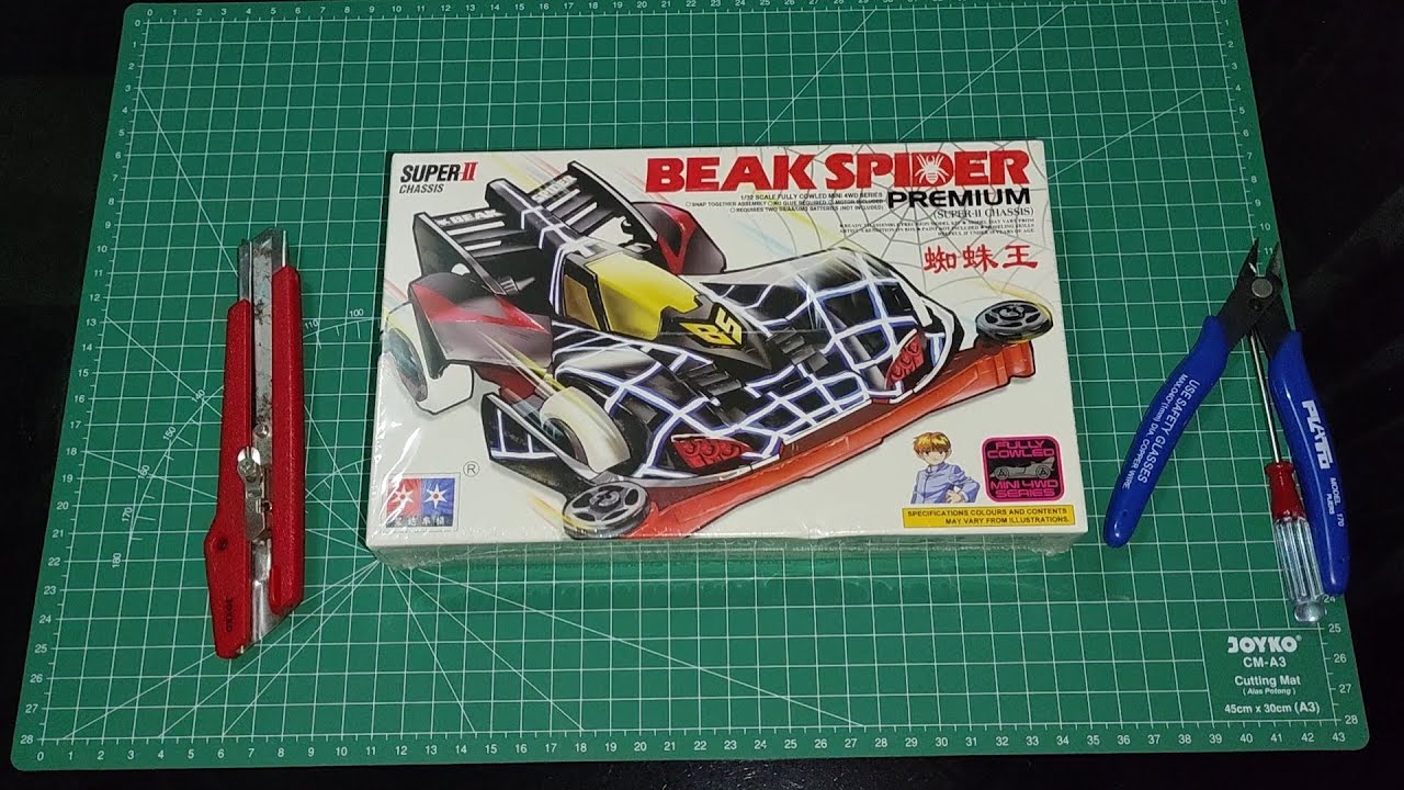RAKIT TAMIYA MINI 4WD BEAK SPIDER PREMIUM !! SUPER CHASIS 2 !! , MERK ...