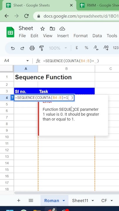 Sequence Function in Excel and Google sheets - YouTube