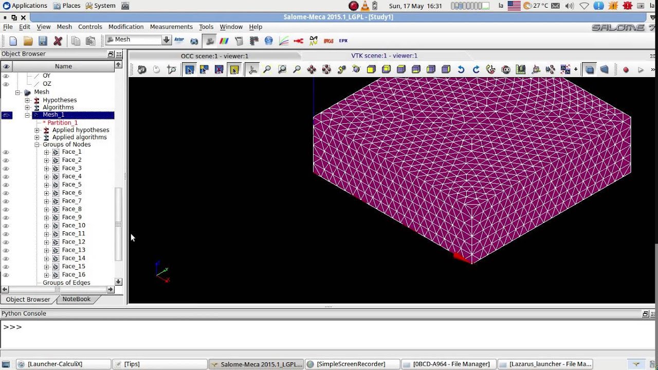 Multibody mesh from Salome to CalculiX - YouTube