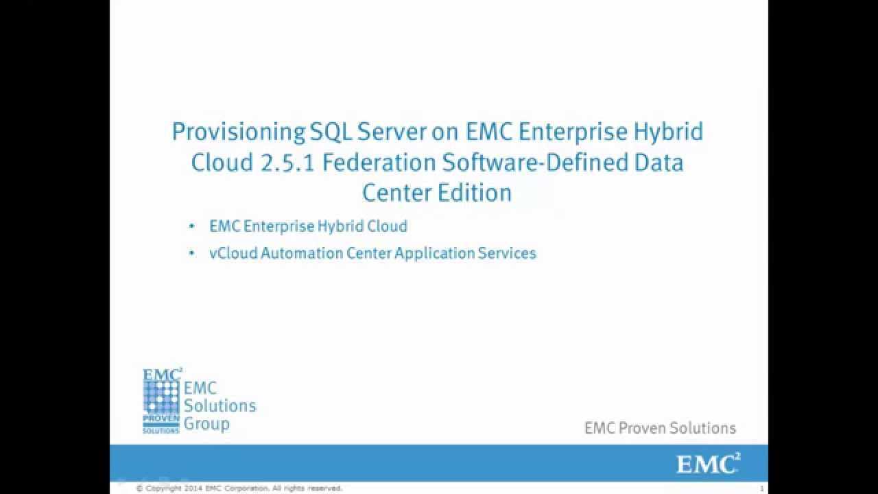 Provisioning SQL Server on EHC 2.5.1 - YouTube