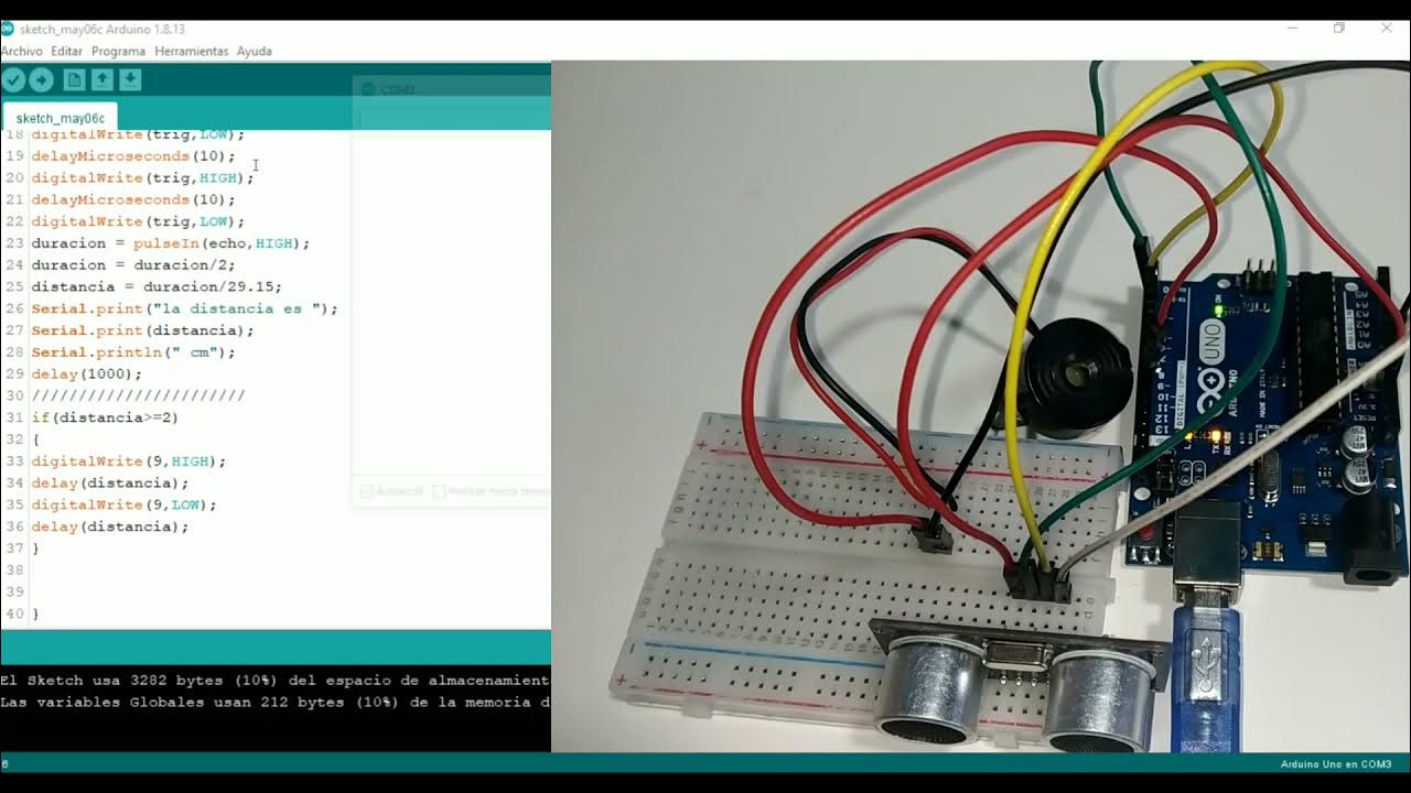 CURSO DE ARDUINO 2021 LECCIÓN 19 Sensor Ultrasónico con el buzzer - YouTube
