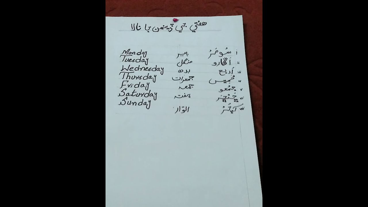 Days name in sindhi by Afsheen Asheer - YouTube