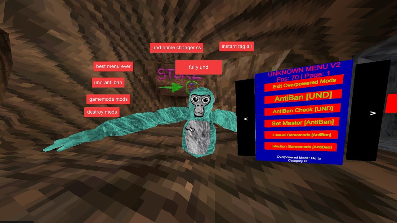 best und menu in gorilla tag und anti ban Gamemode mod namechanger ...