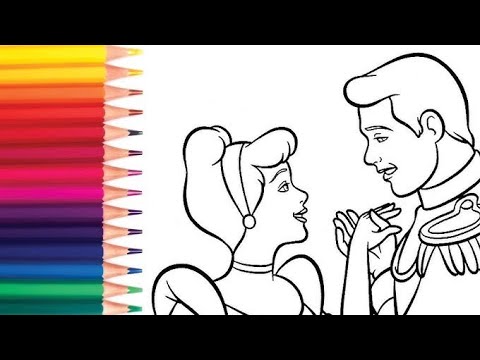Beautiful Disney princess and prince charming drawing and coloring for ...
