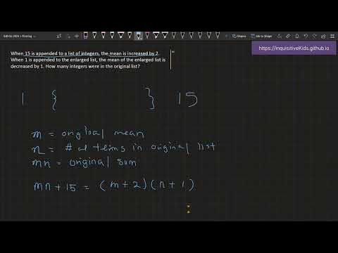 AMC8 Course | Mean, Median, and Mode | Problem 2 - YouTube