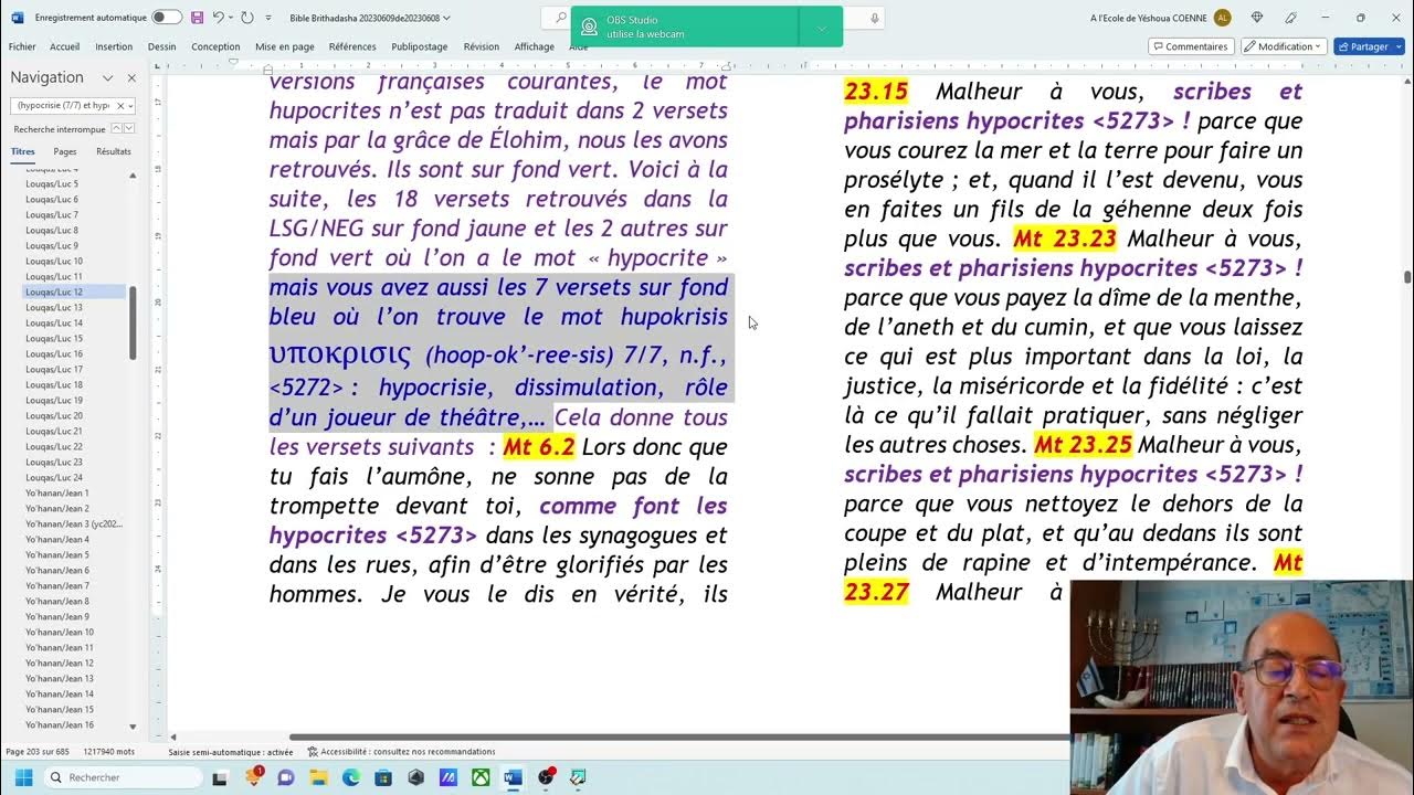0602 Iniquité et hypocrisie (4/8), qu'en pense Yéshoua, notre Maître et ...