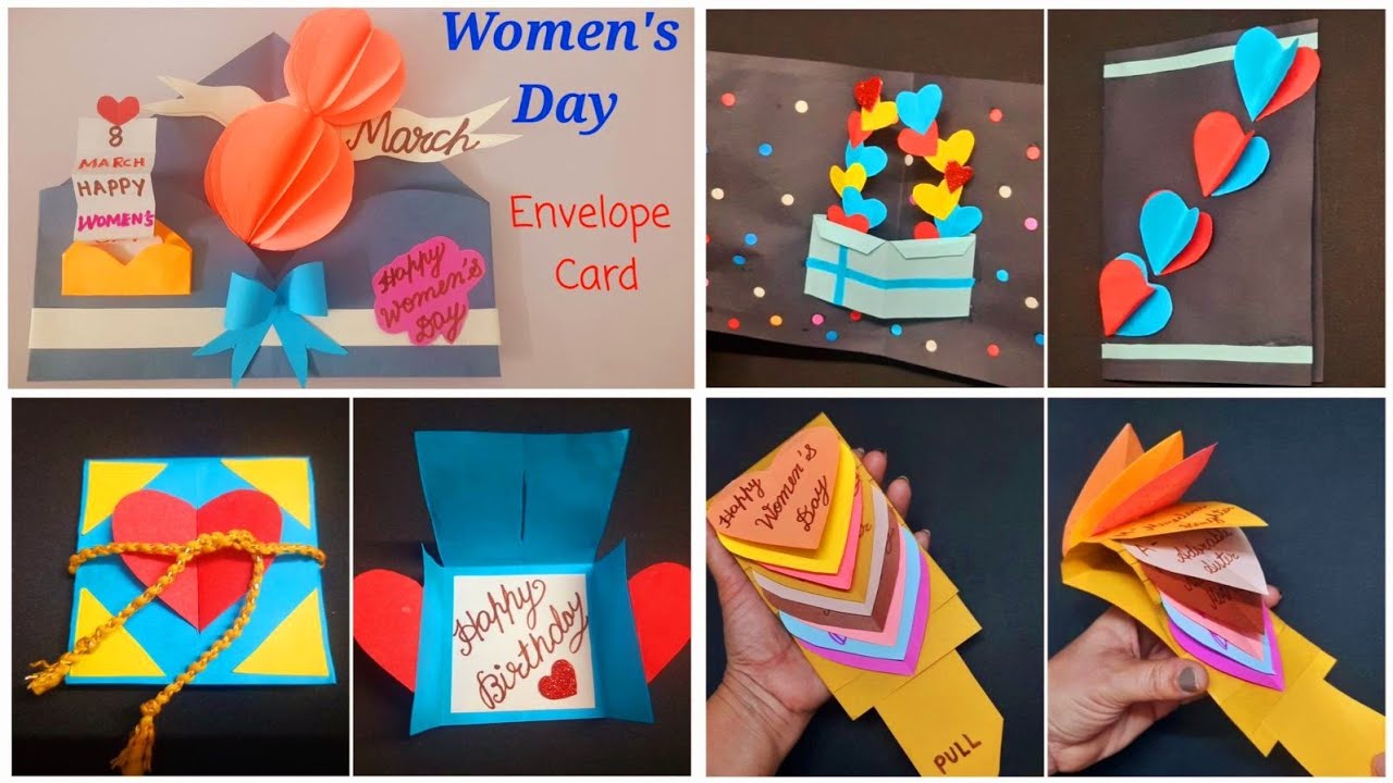 4 Beautiful Card Making Ideas | Women's Day Special greeting Card ...