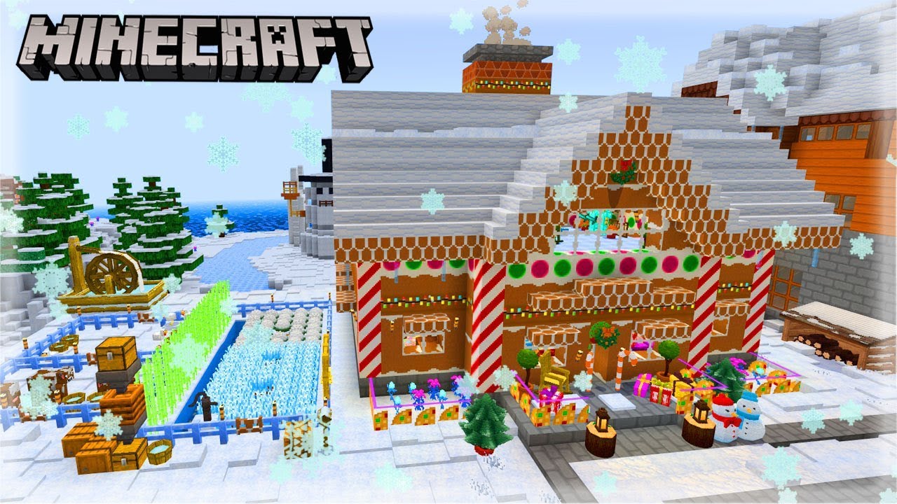 Minecraft สร้างบ้านต้อนรับปีใหม่ในหิมะ how to build snow house - YouTube