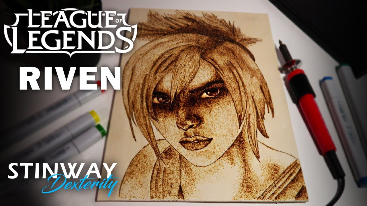 Drawing Riven from League Of Legends with Pyrography - YouTube
