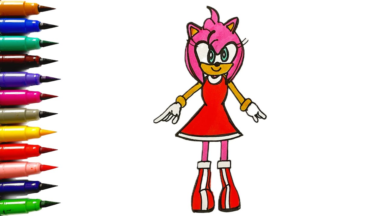 How to Draw Amy Rose From Sonic | Sonic The Hedgehog | Amy Rose from ...