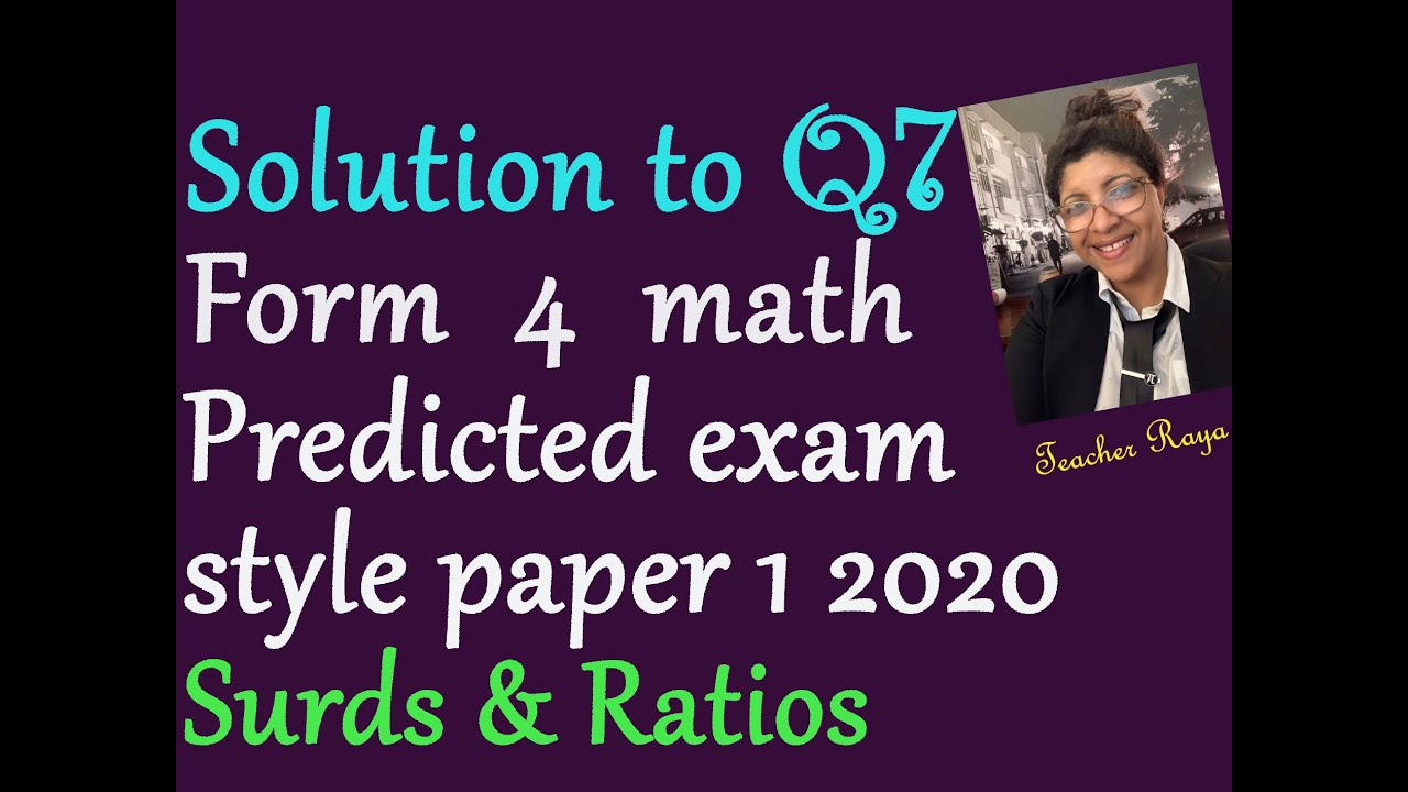 NECTA FORM 4 MATH - Q7 SOLUTION 2020 PREDICTED NECTA EXAM STYLE QUES ...