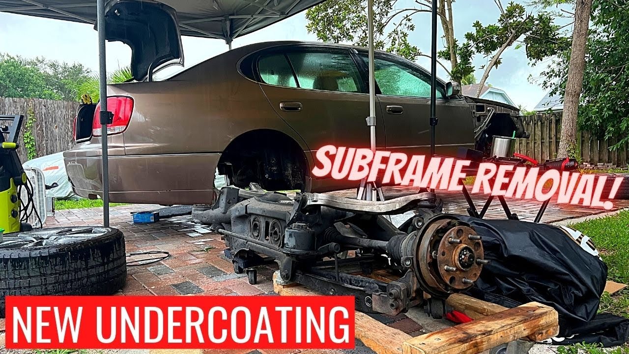 Sheldon's Lexus GS300 Rear Subframe Removal + New Undercoating - YouTube