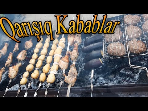 Qarışıq kabablar/Bağda kabab keyfi/Manqal kabab. #kabab #manqalkabab