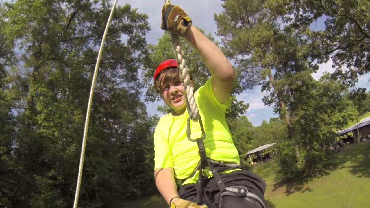 Bar-T Adventures: Zack riding the zip line - YouTube