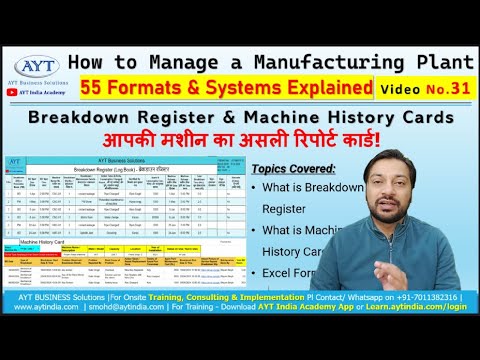 Breakdown Register & Machine History Cards | Machine Maintenance Report ...