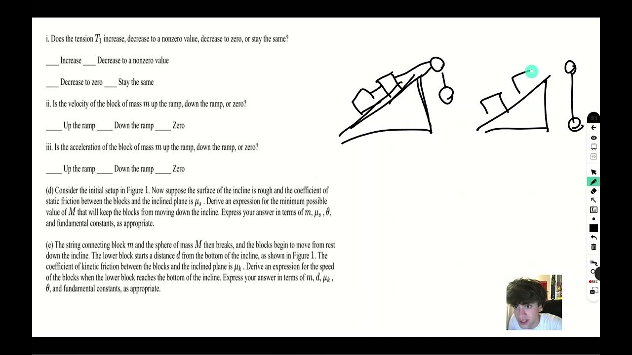 AP Physics C Mechanics Kinematics and Newtons laws FRQ 1 - YouTube