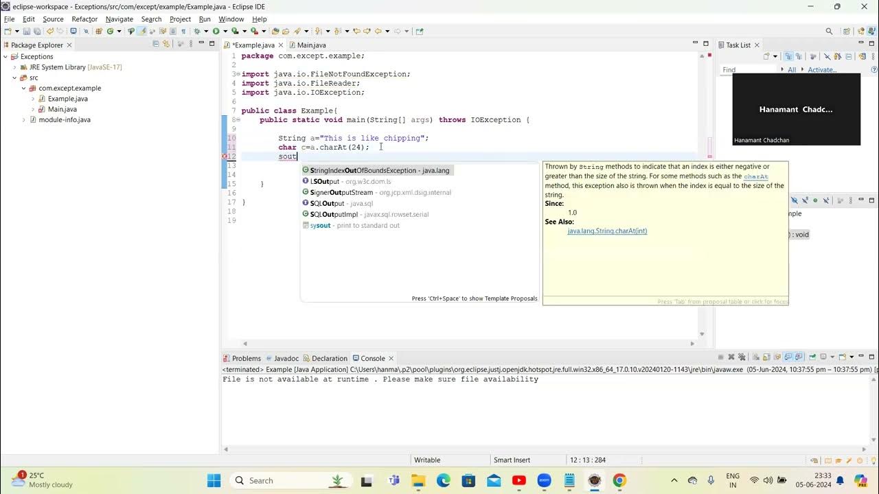 StringIndexOutOfBoundsException in java - YouTube