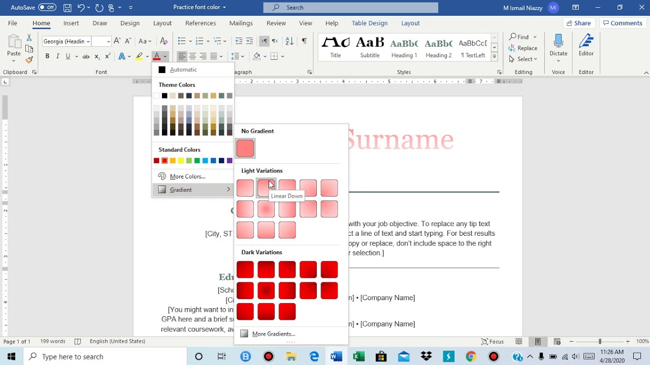 Font Color In Word YouTube Font Color In Word YouTube