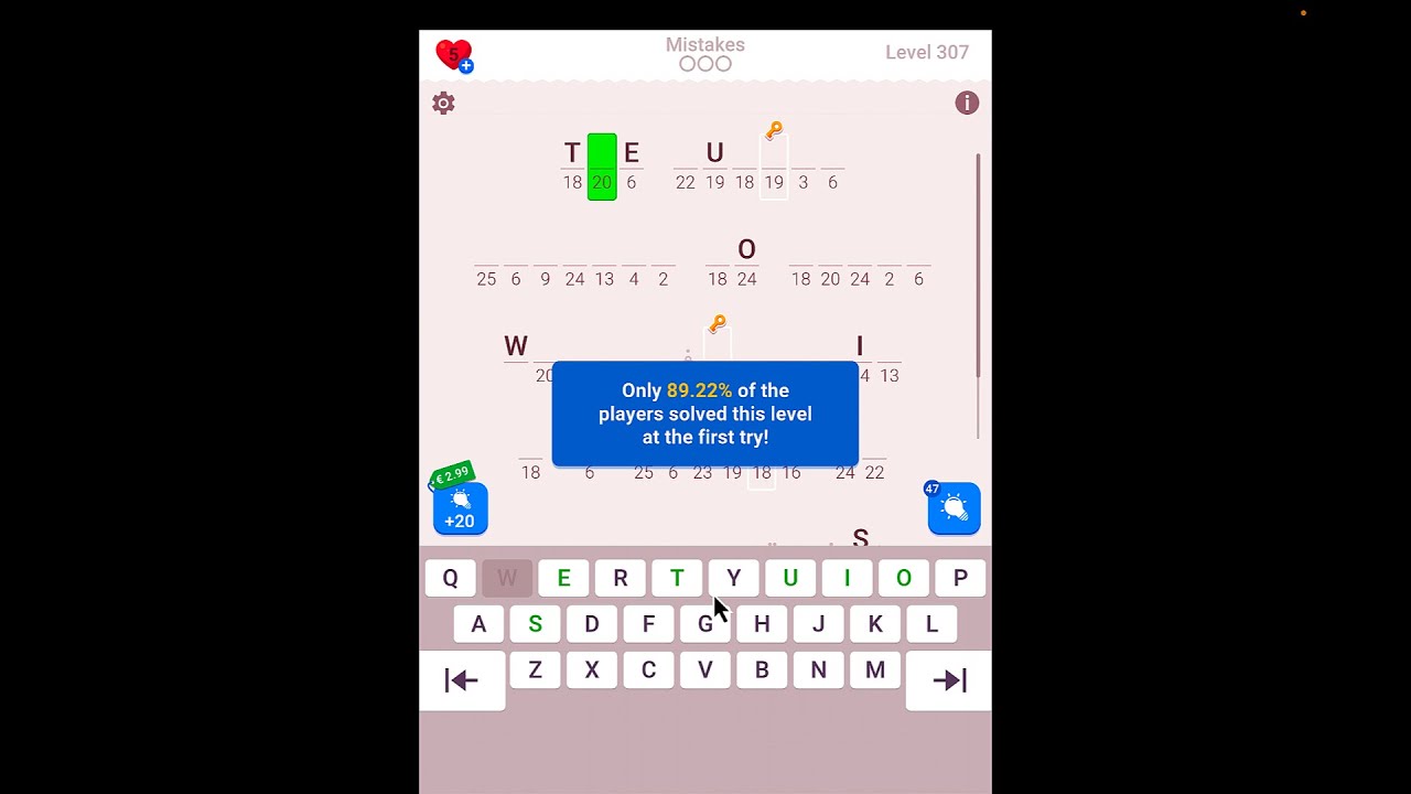 Cryptogram: The Solution For Level 307! - Step by Step Word Brain ...