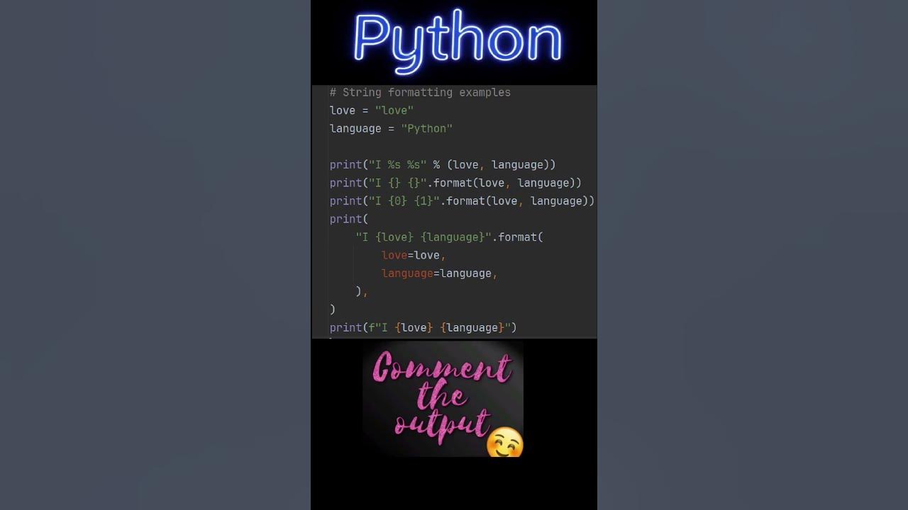 Python String Formatting Stringformatting Pythonstrings Pythonstringformatting Youtube