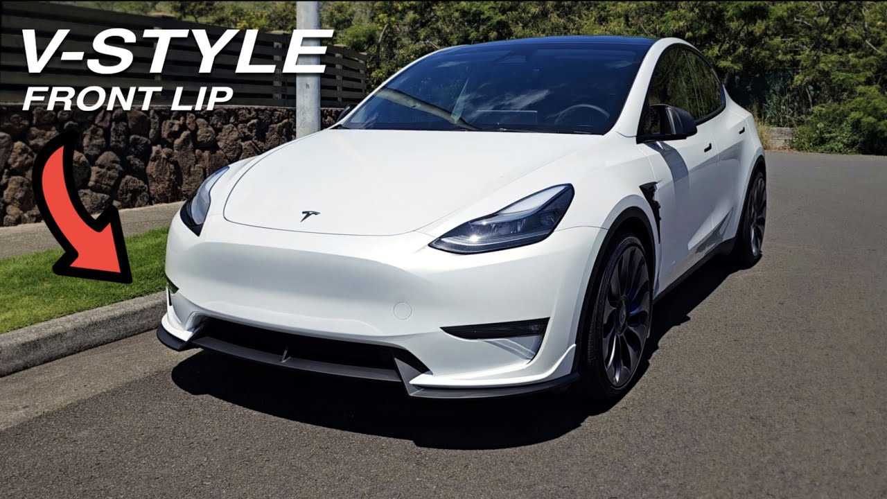 Tesla Model Y - V-Style Front Lip Splitter - YouTube