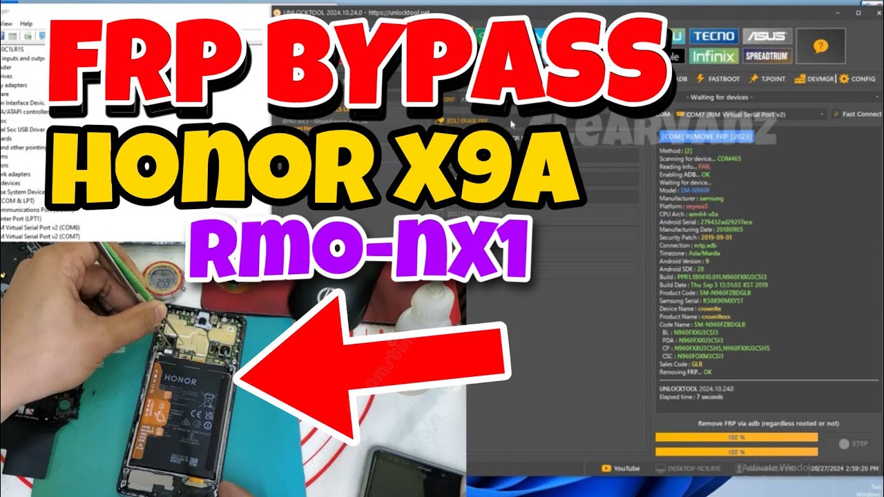 Honor X9a FRP bypass | RMO-NX1 frp bypass via unlocktool - YouTube