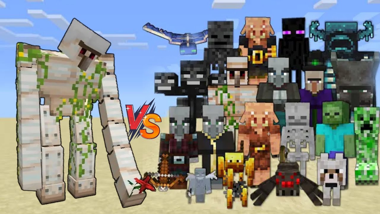 Op mutant iron golem vs all mobs battle in Minecraft - YouTube