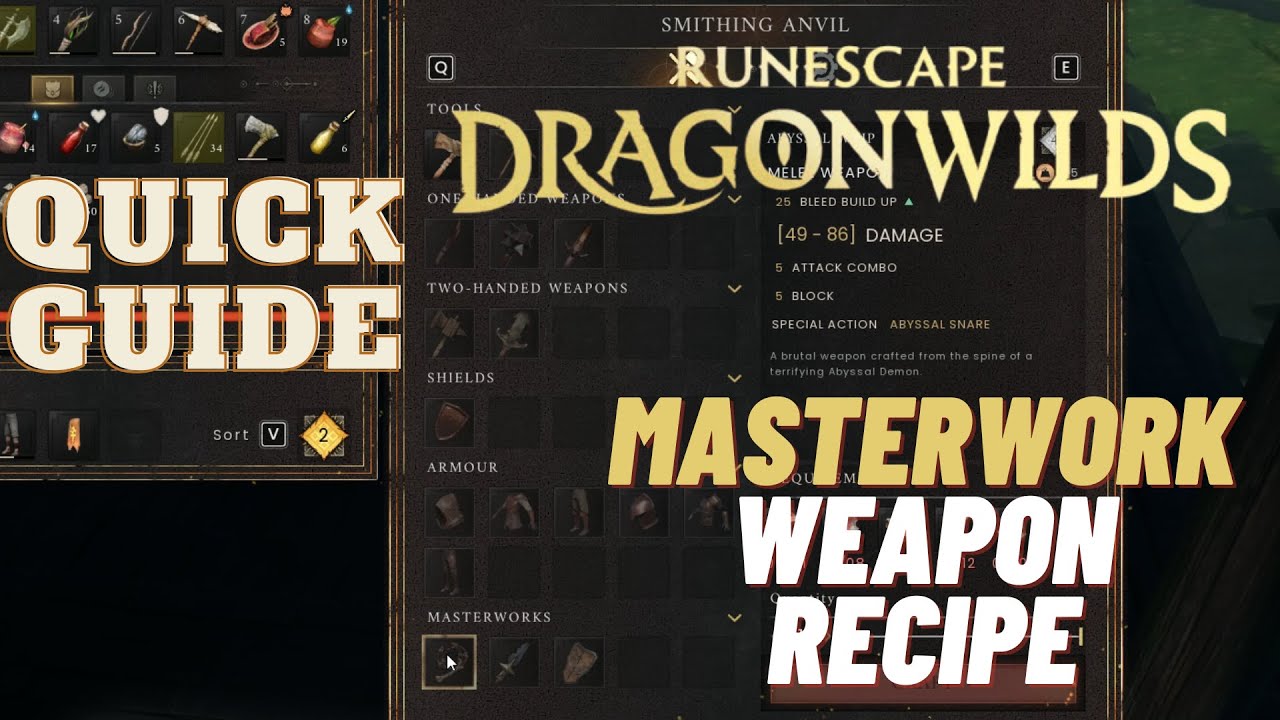 Where To Find Another Masterwork Weapon Recipe (Tips & Guide ...