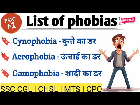 PART 1 | List of phobias and their meanings | one word substitution ...