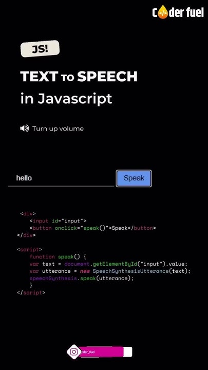 How to create Text to speech in JavaScript #JavaScript #TextToSpeech #WebDevelopment # ...