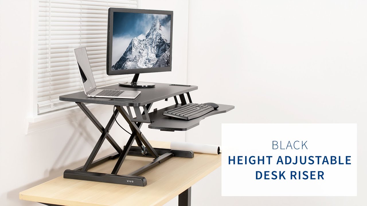 DESK-V037KB Black Desk Riser by VIVO - YouTube
