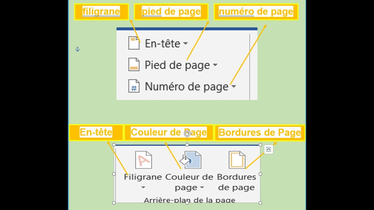 En-tête et modifier/pied de page et numéro de page/bordure de page filigrane Word TP3 - YouTube