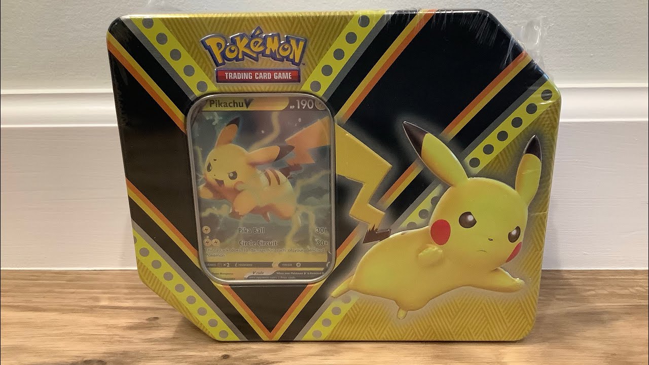 POKÉMON TCG Pikachu V Tin OPENING - YouTube