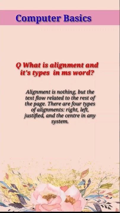 What is alignment and it's types in ms word? |Ms Word |computer basics ...