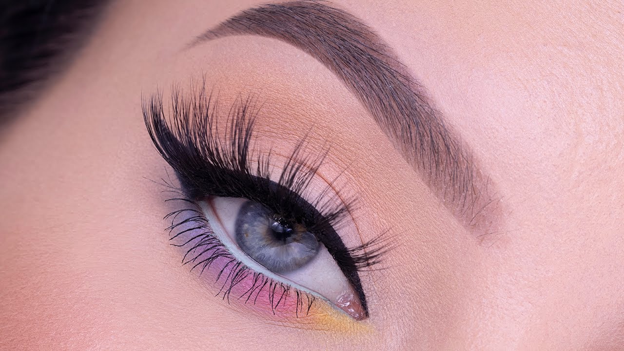 Pastel Eye Makeup Tutorial with a Bold Winged Eyeliner | Spring or ...