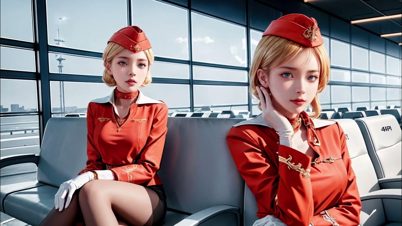 AI Girls Model Lookbook PART 17: Beautiful Flight Attendants in Stunning Uniforms #fashion - YouTube