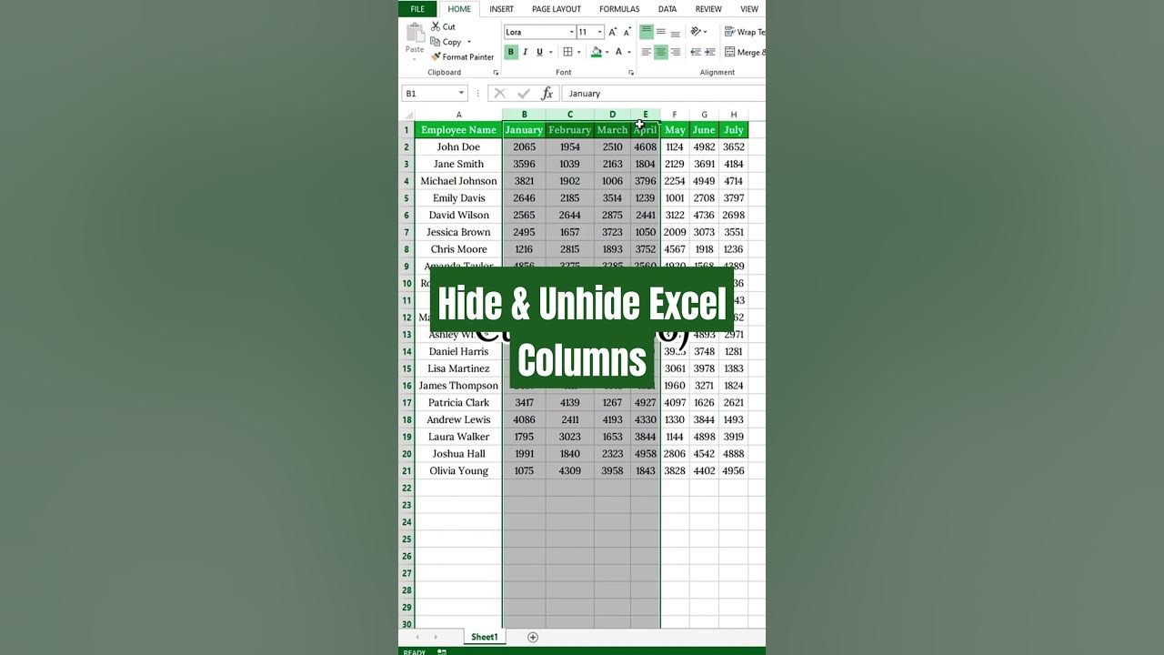 Hide & Unhide Excel Columns | Keyboard Shortcuts - YouTube