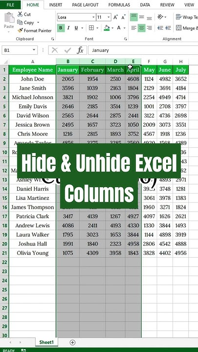 Hide & Unhide Excel Columns | Keyboard Shortcuts - YouTube