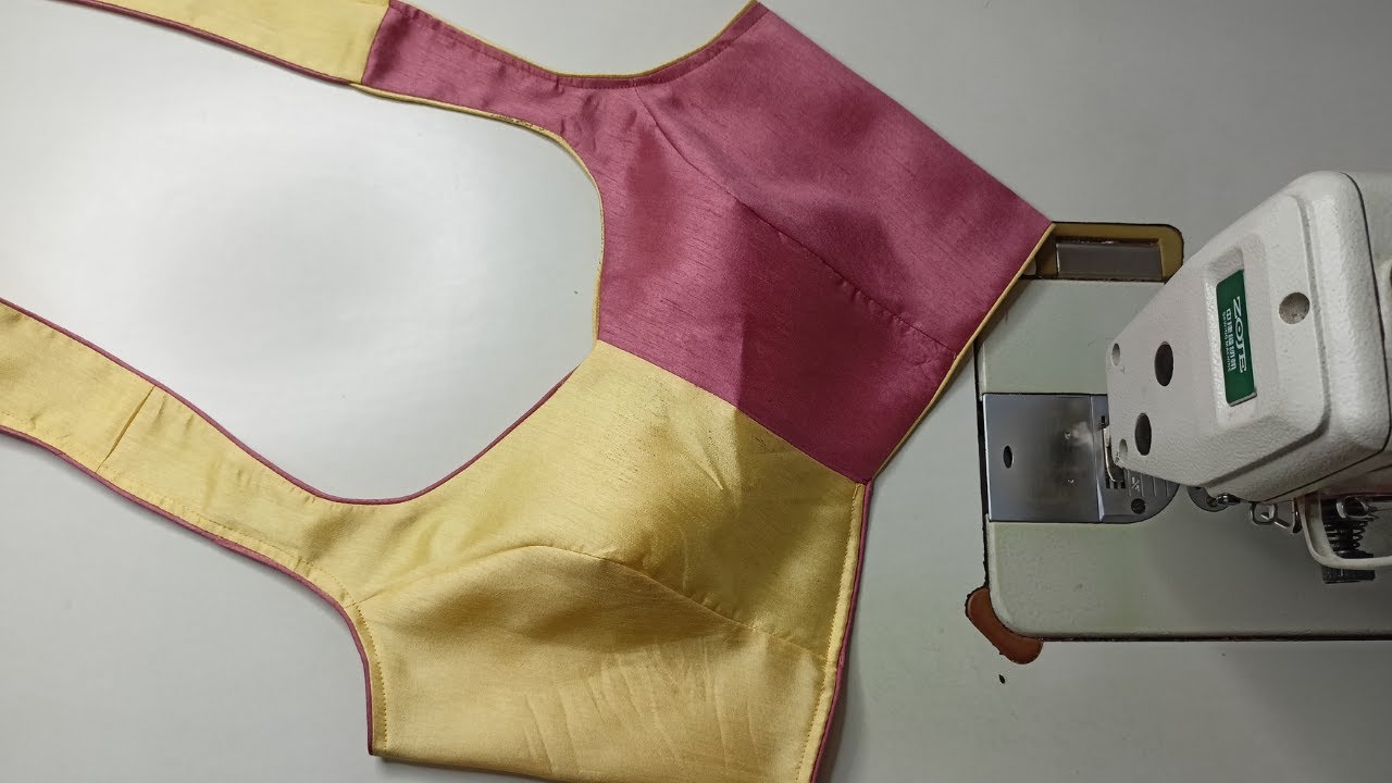 Shaded Blouse Designs | 2 Colour Blouse Design | 2 Colour Blouse Back ...