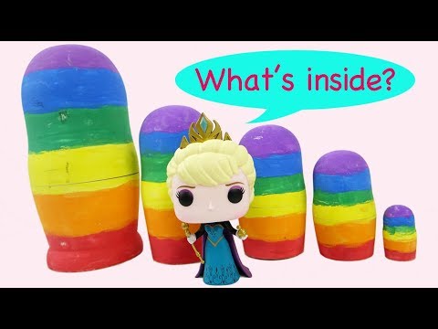5 Rainbow Nesting Doll Surprises Frozen Elsa Disney Princess ...