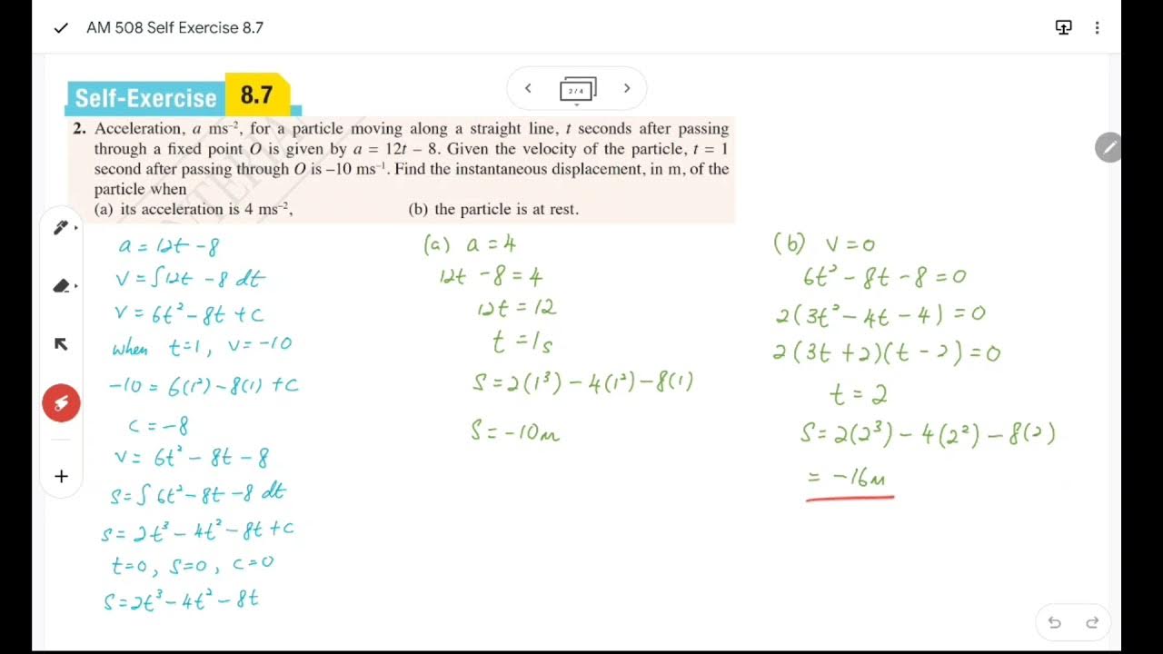 Chapter 8: Kinematics of Linear Motion [Self Exercise 8.7] KSSM Form 5 Add Maths - YouTube