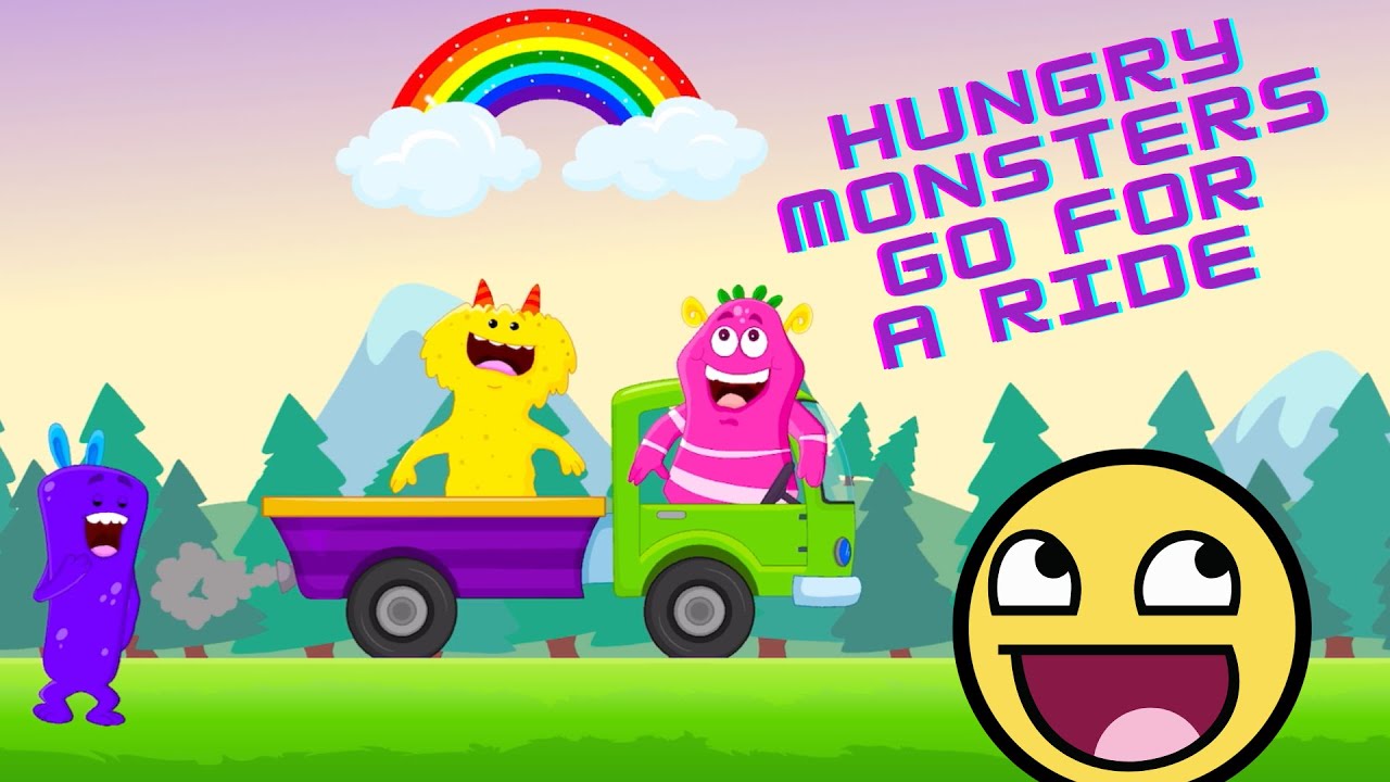 Hungry monsters go for a ride | Kids Video | @ChubbycheeksRhymes - YouTube