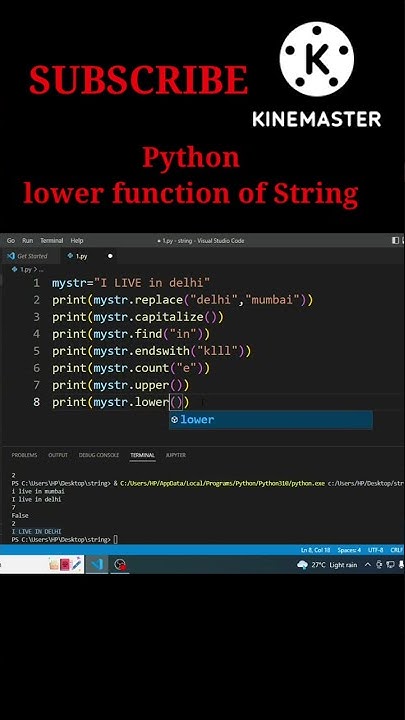 Python Programming Lower Function Of String Python String Hindi Pythonprogramming 