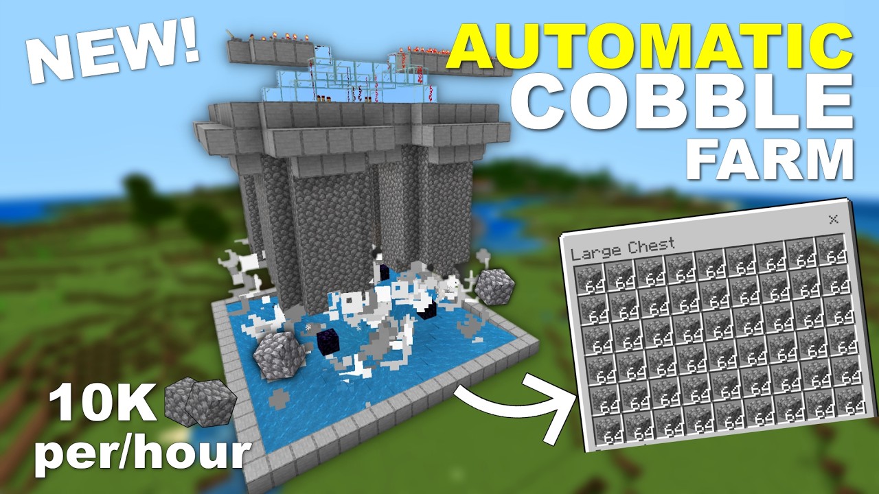 Fully Automatic Cobblestone Farm Minecraft 1.21 Bedrock - 10k ...